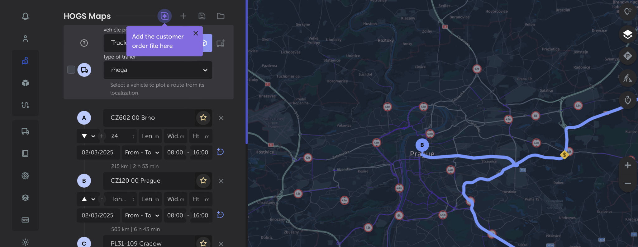 HOGS aiTMS Zakaz jazdy ciężarówek w Czechach 2025 🇨🇿 • HOGS aiTMS